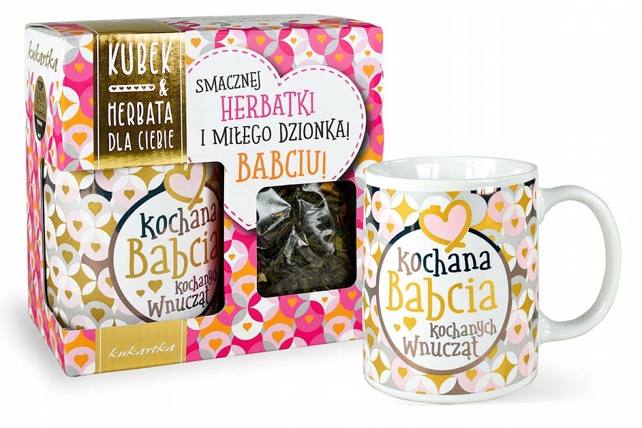 KUBEK Z HERBATĄ DLA BABCI KOCHANA BABCIA PREZENT - 11621605064 - oficjalne archiwum Allegro