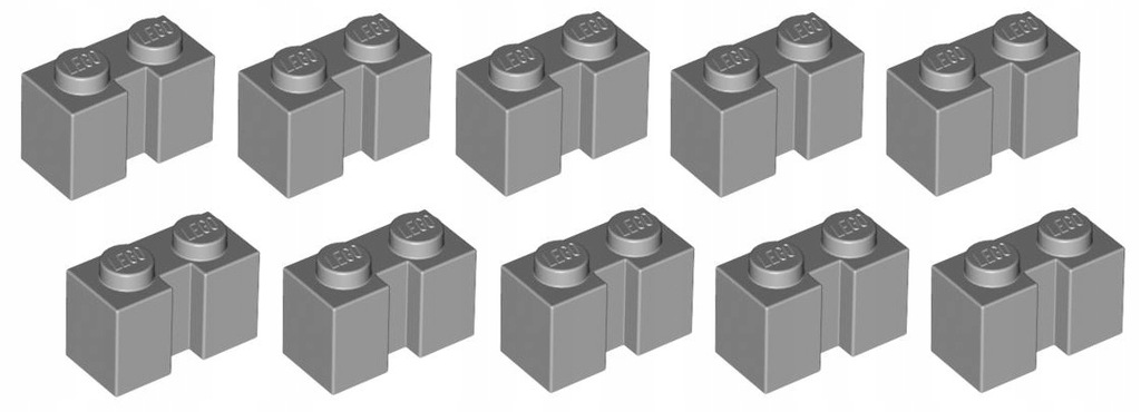 LEGO klocek 1x2 z rowkiem j. szary 10 szt 4216 N - 11668493551 - oficjalne archiwum Allegro