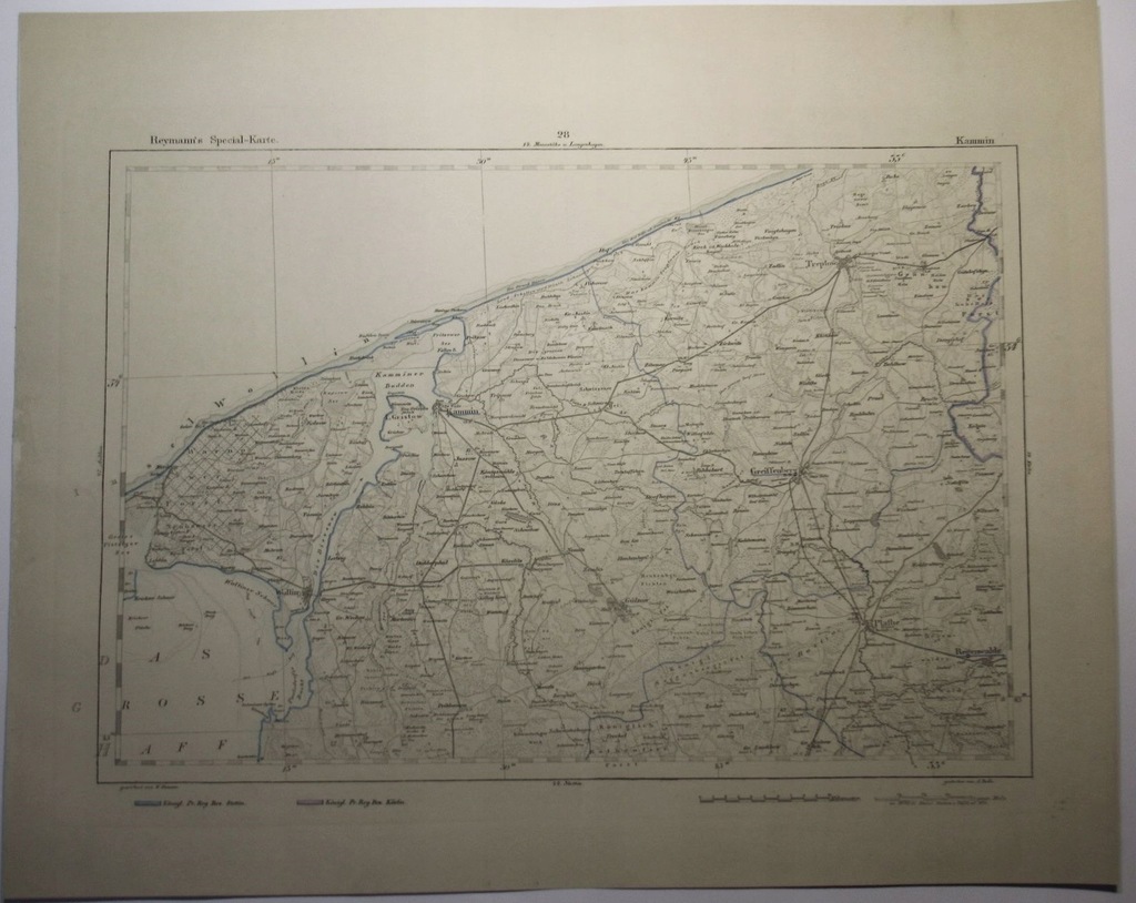 Mapa Reymanna, Kamień Pomorski, Międzyzdroje, Gryfice, Wolin, ORYGINAŁ ...