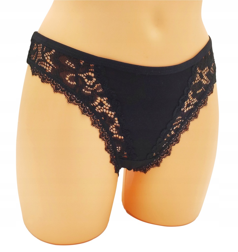 Majtki Stringi damskie czarne koronka bielizna M - 10776517870 - oficjalne archiwum Allegro