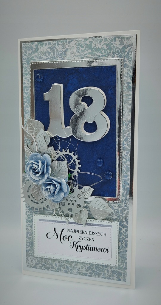 Kartka na 18 Urodziny Jubileusz ręcznie robiona - 10952927848 - oficjalne archiwum Allegro