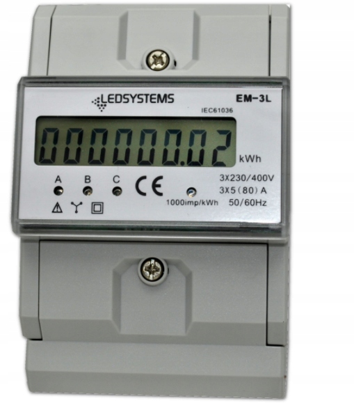 LICZNIK ENERGII 3 FAZOWY TRZYFAZOWY trójfazowy LCD - 9684275646 - oficjalne archiwum Allegro