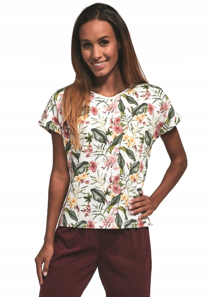 Piżama damska 372/171 Laura Cornette S kwiaty ecru - 11872590334 ...