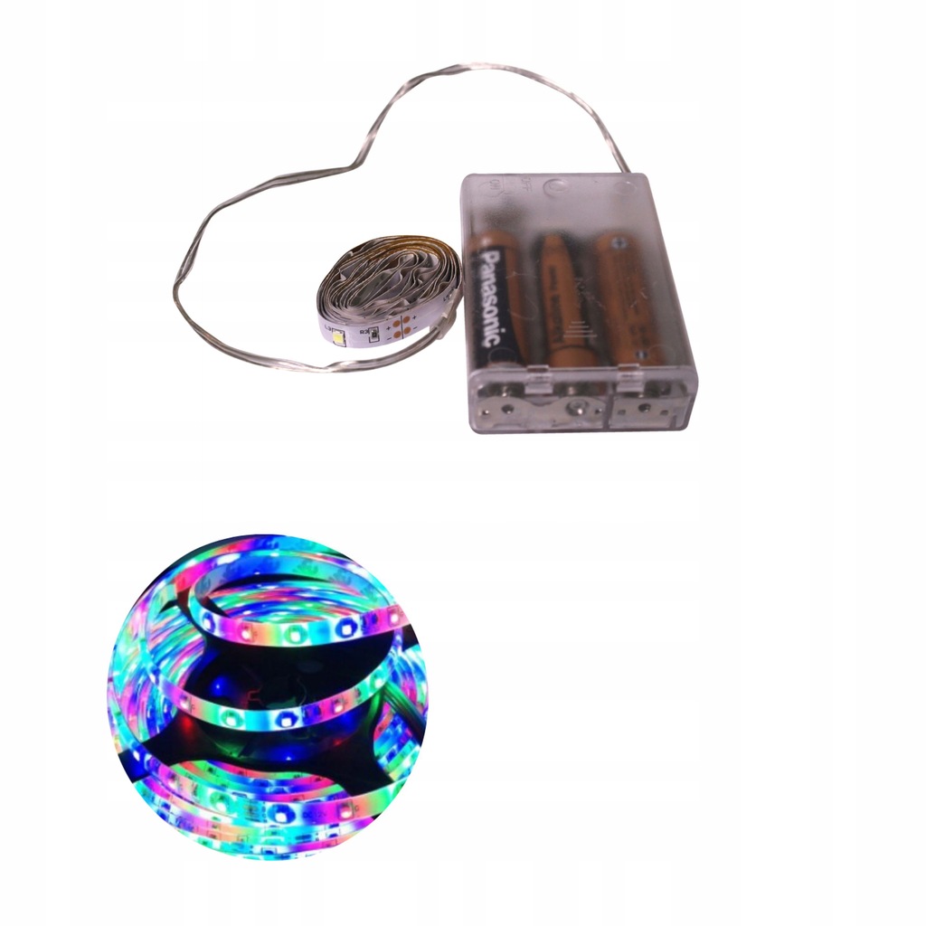 TAŚMA LEDOWA LED 1M NA BATERIE KOLOROWA - 10197562948 - oficjalne ...