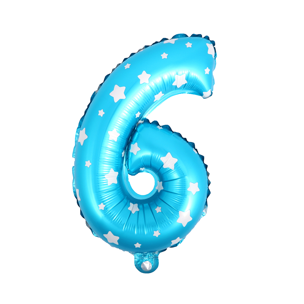 BALONY FOLIOWE cyfra SZEŚĆ 6 niebieskie gwiazdki - 6754210090 ...