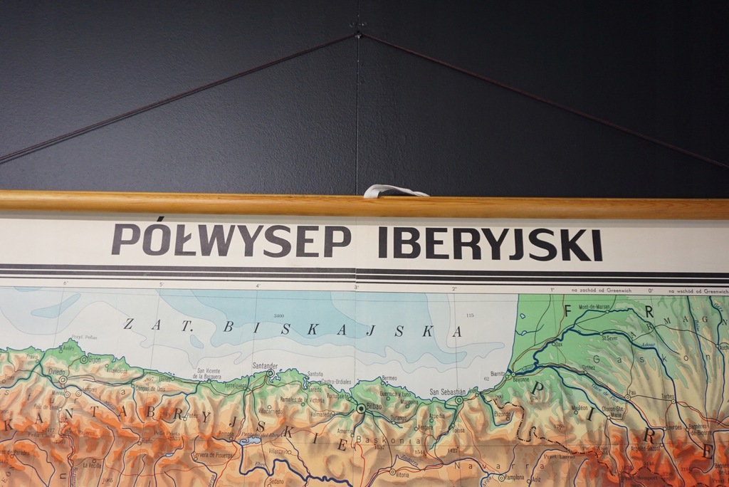 Mapa szkolna PRL Półwysep Iberyjski Hiszpania 1958 - 13211400928 ...
