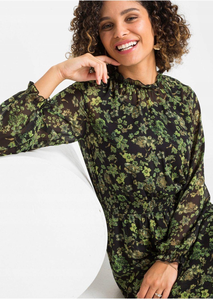 BODYFLIRT MIDI SZYFONOWA SUKIENKA Z WZOREM 36 S - 13751388246 ...