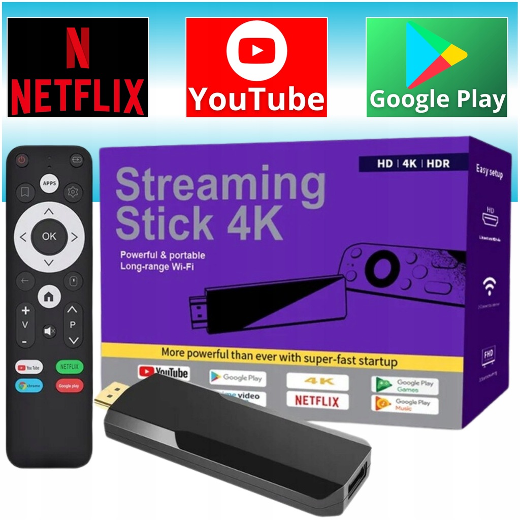 Odtwarzacz Multimedialny ANDROID SMART TV BOX STICK Bluetooth WIFI 4K ...