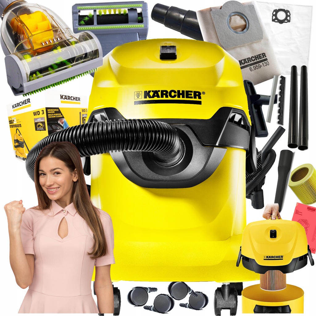 ODKURZACZ PRZEMYSŁOWY KARCHER WD3 BEZWORKOWY 1400W - 11028345910 - oficjalne archiwum Allegro