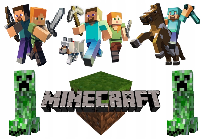 OPŁATEK NA TORT ZESTAW POSTACI MINECRAFT [9cm] - 11172820437 ...