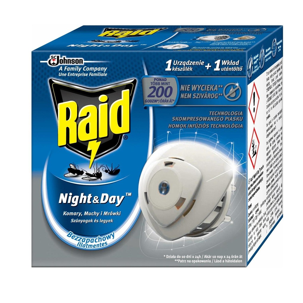 RAID DAY NIGHT URZĄDZENIE + ZAPAS ODSTRASZA KOMARY - 12132523928 - oficjalne archiwum Allegro