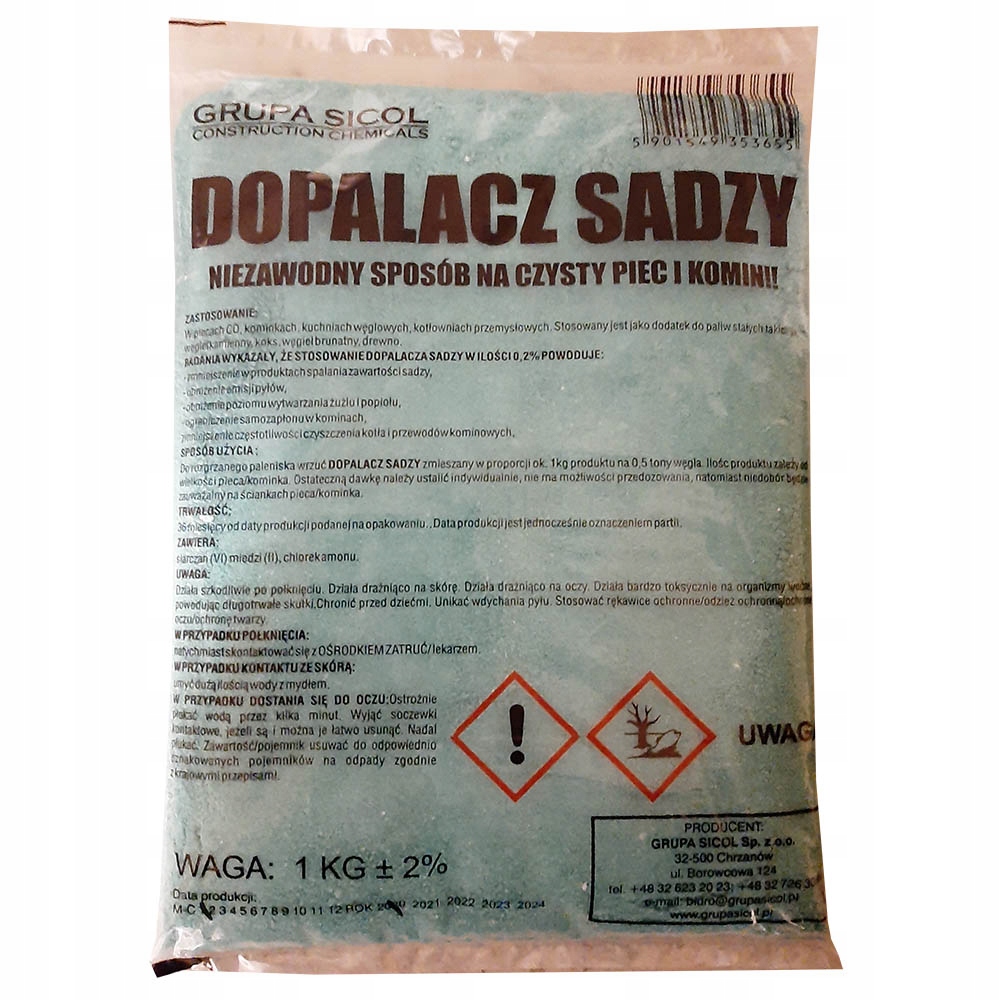 Dopalacz sadzy CZYSTY KOMIN piec spalacz Sicol 1kg - 12826445650 ...