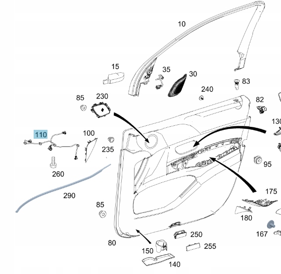 WIĄZKA ELEKTRYCZNA LED DRZWI MERCEDES A1679061308 - 13630298244 ...