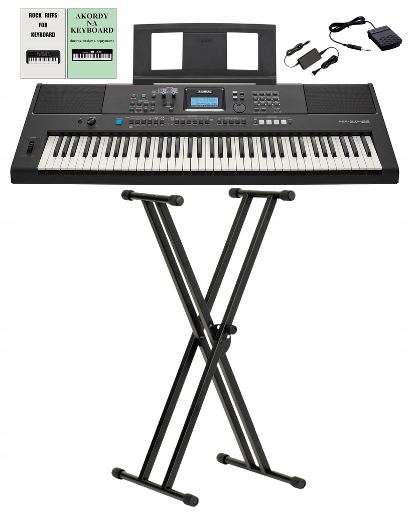 YAMAHA PSR-EW425 Keyboard + Pedał + Statyw - 13064128982 - oficjalne archiwum Allegro