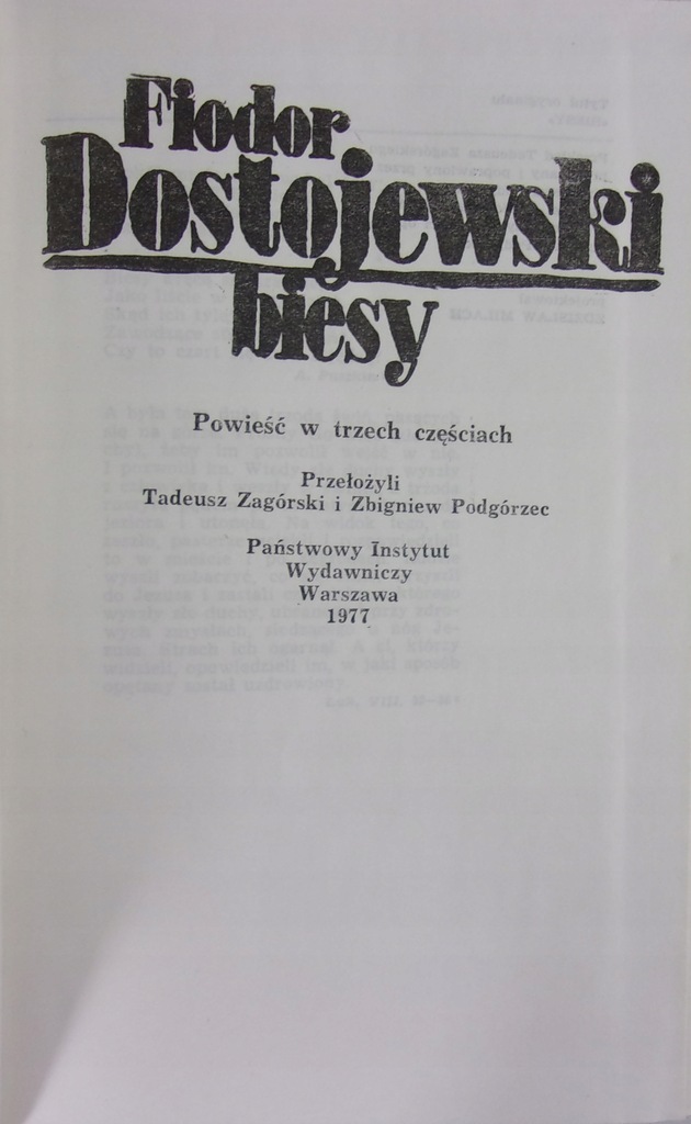 Fiodor Dostojewski - Biesy - 9092902994 - oficjalne archiwum Allegro