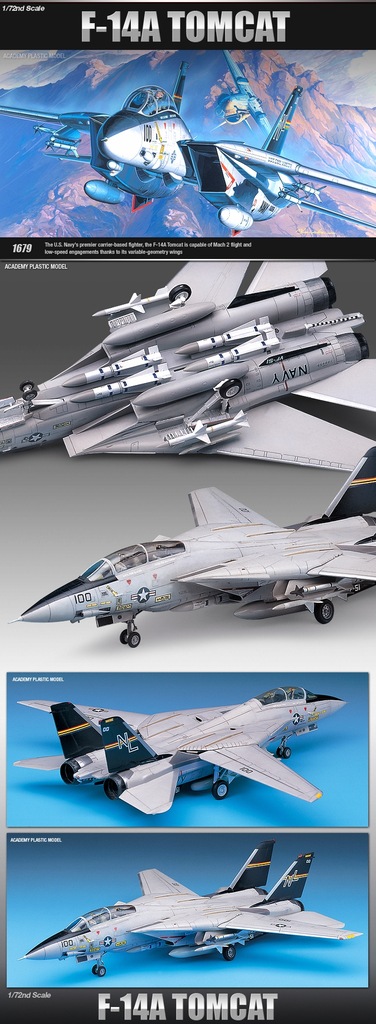 Academy 12471 F-14A Tomcat Aircraft Scale 1/72 Hobby Plastic Kit NEW ...