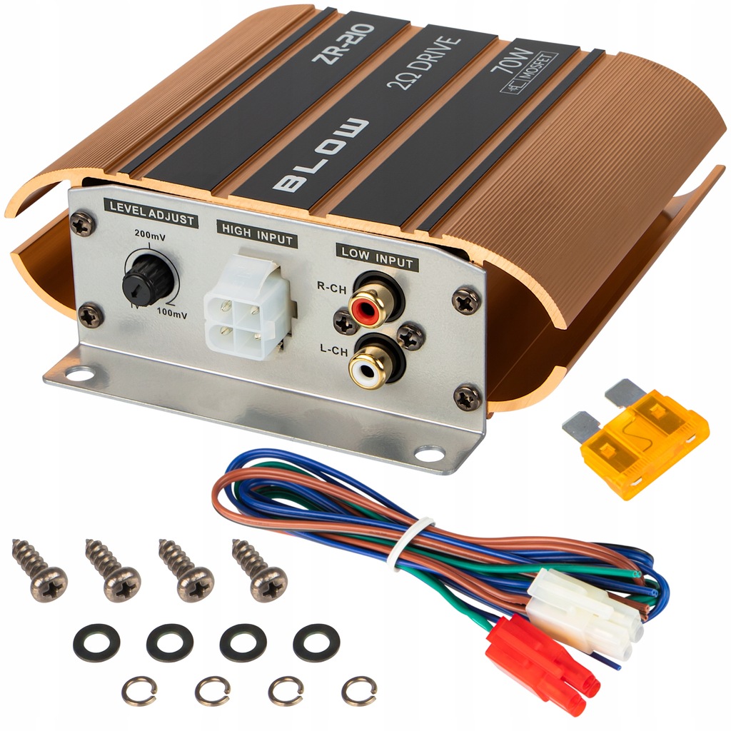 Wzmacniacz samochodowy BLOW dwukanałowy 70W 2CH - 11357038809 - oficjalne archiwum Allegro