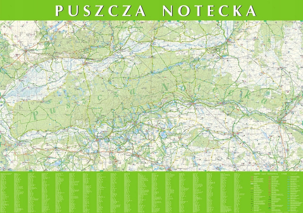 PUSZCZA NOTECKA MAPA ŚCIENNA TURYSTYCZNA ARKUSZ - 9072796143 ...