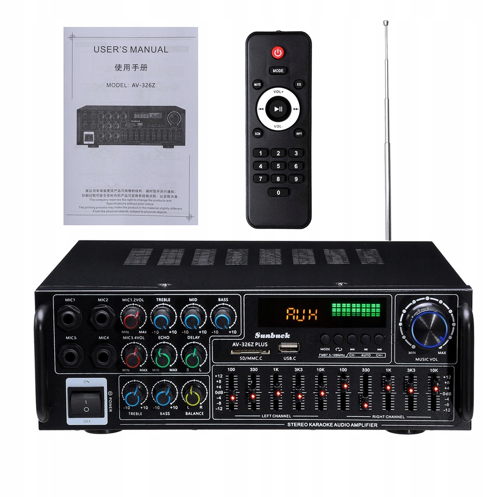 AMPLITUNER WZMACNIACZ STEREO BLUETOOTH PILOT FM - 12036970621 - oficjalne archiwum Allegro