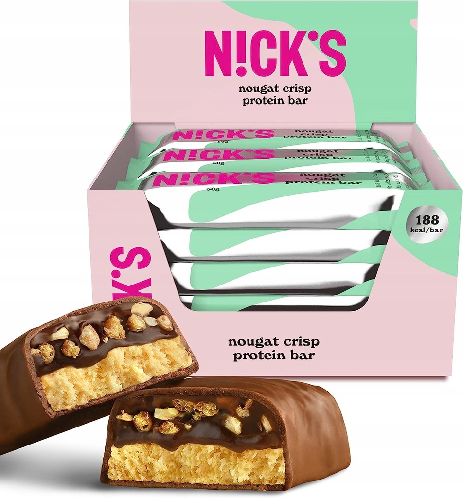 NICKS BATONY PROTEINOWE BEZ CUKRU NUGATOWE 12 SZT - 14083590734 ...