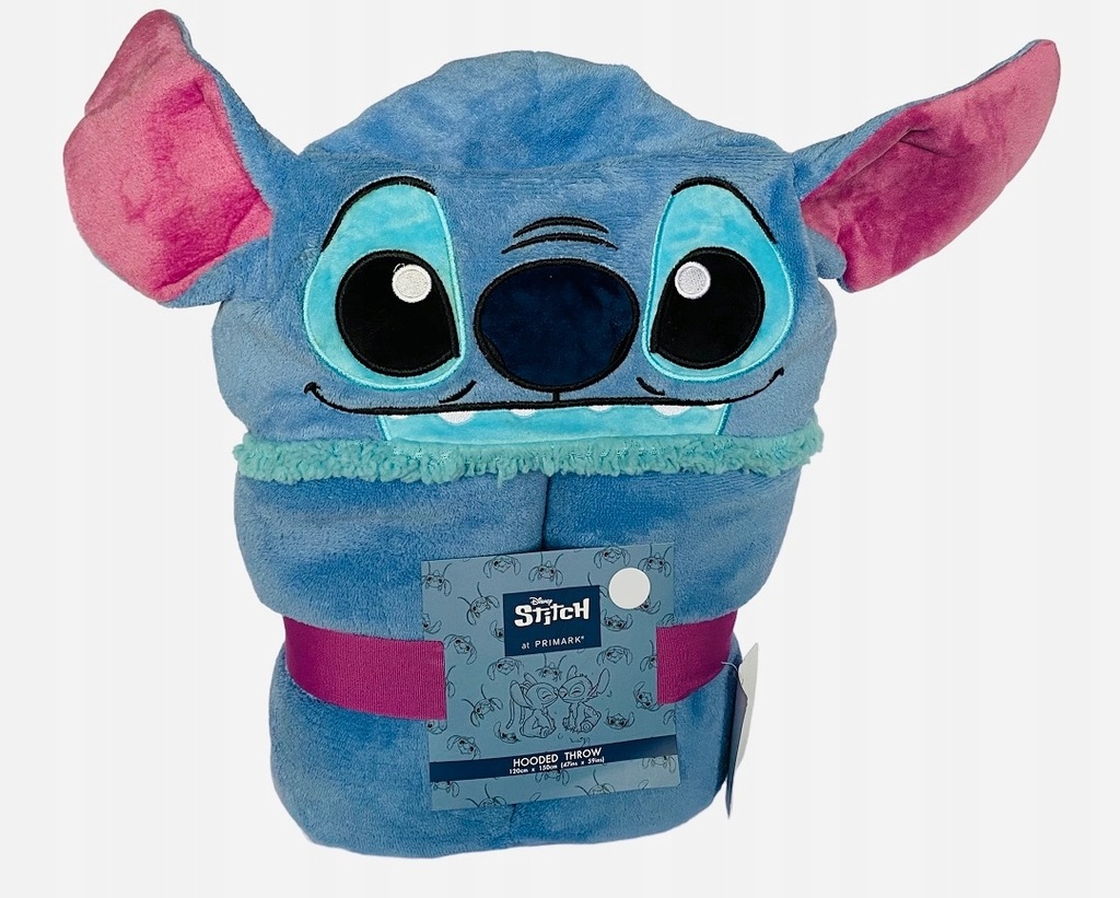 PRIMARK STITCH pluszowy koc z kapturem 120x150 - 14539311047 ...