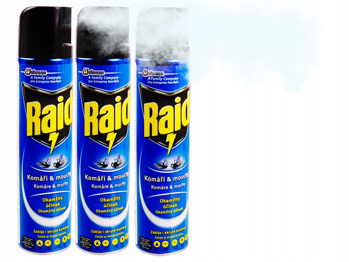 SPREY RAID NA MUCHY KOMARY OSY OWADY LATAJĄCE x3 - 10867112929 ...