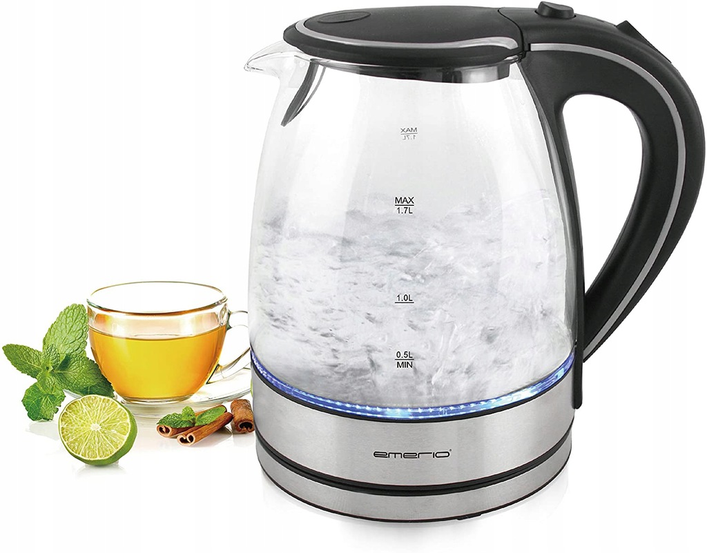 Czajnik elektryczny szklany LED Emerio 1.7L 2200W - 13329412100 - oficjalne archiwum Allegro