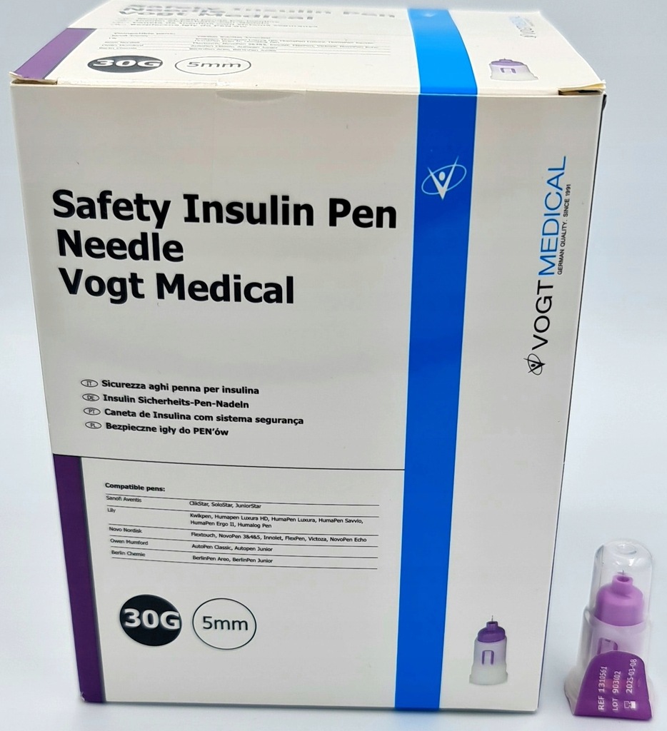 Bezpieczne jednorazowe Igły do penów 30G (0,3 x 5mm) Vogt Medical 100 szt - 12338997973 ...