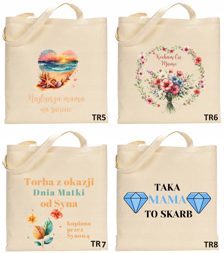 Torba bawełniana na DZIEŃ MATKI torebka dla Mamy prezent upominek shoperka - 17508498501 ...