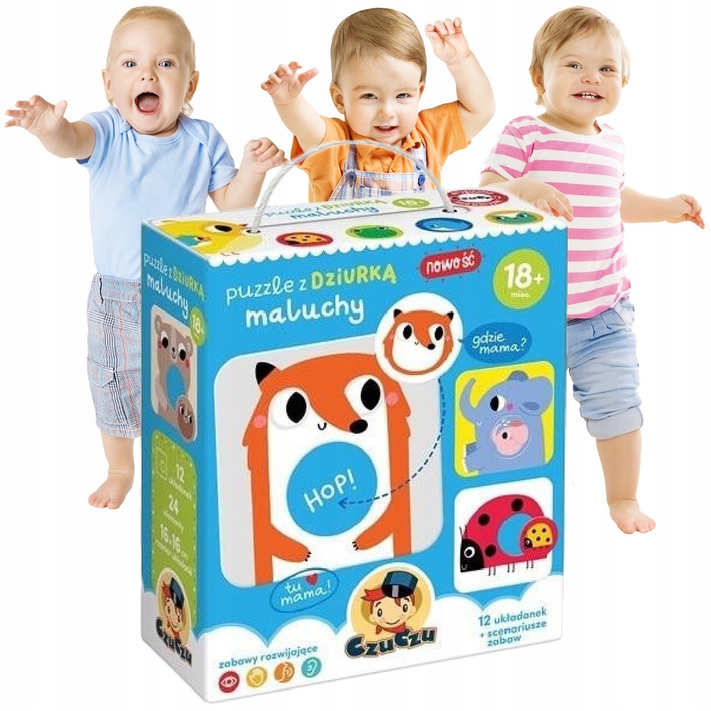 Fajne PUZZLE dla 3 Latki z Dziurką Maluchy 18m+ UWIELBIANA MARKA SUPER ...