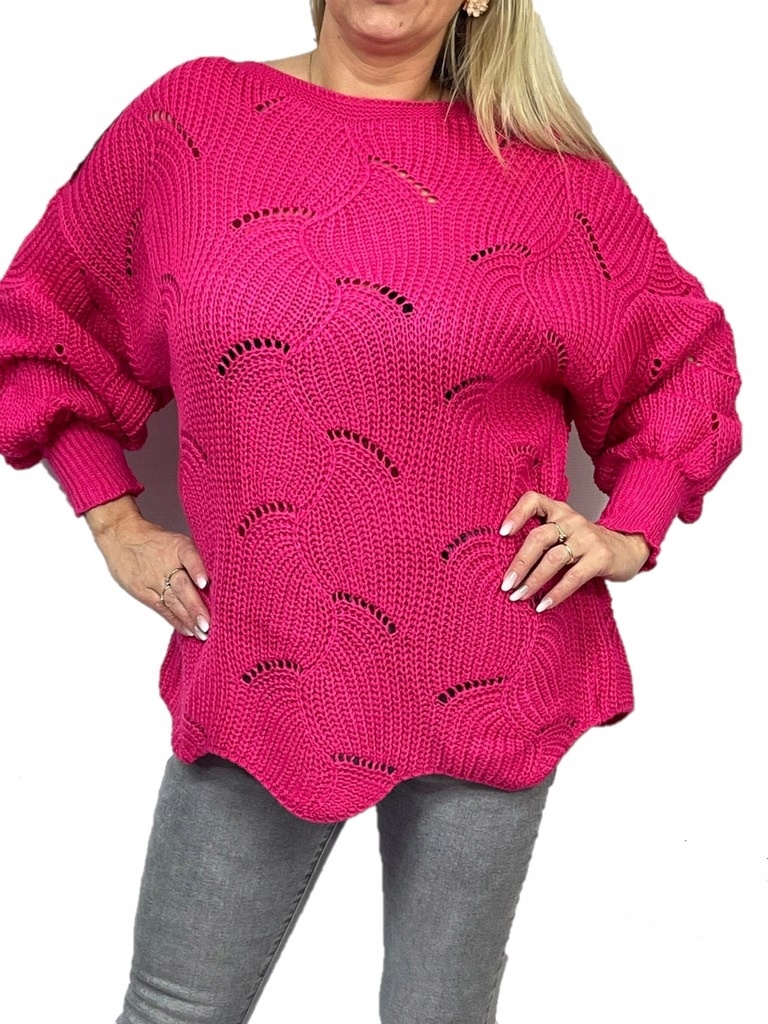 SWETER AŻUR FUKSJA 4XL 46 48 50 - 13017307678 - oficjalne archiwum Allegro
