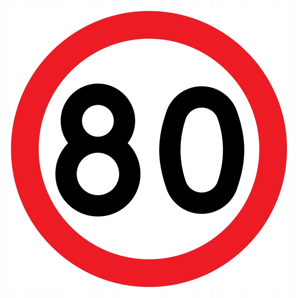 Znak B-33, 80 km/h, folia II generacji, 400 mm - 12782128541 - oficjalne archiwum Allegro