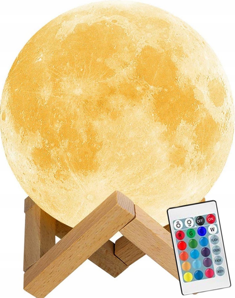 LAMPA KSIĘŻYC RGB 3D NOCNA LAMPKA MOON LIGHT - 13285553905 - oficjalne archiwum Allegro