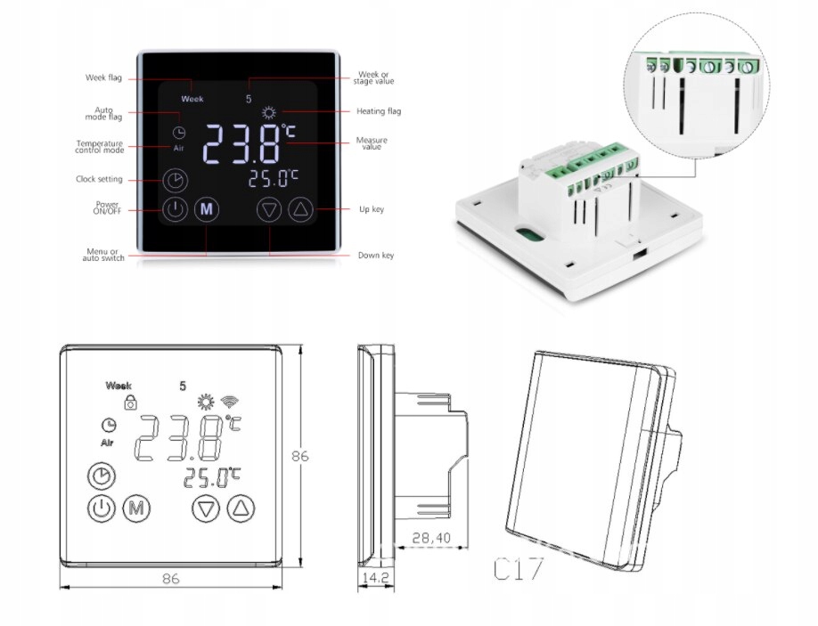 Termostat sterownik Tuya WIFI kocioł piec gazowy - 12667302991 ...