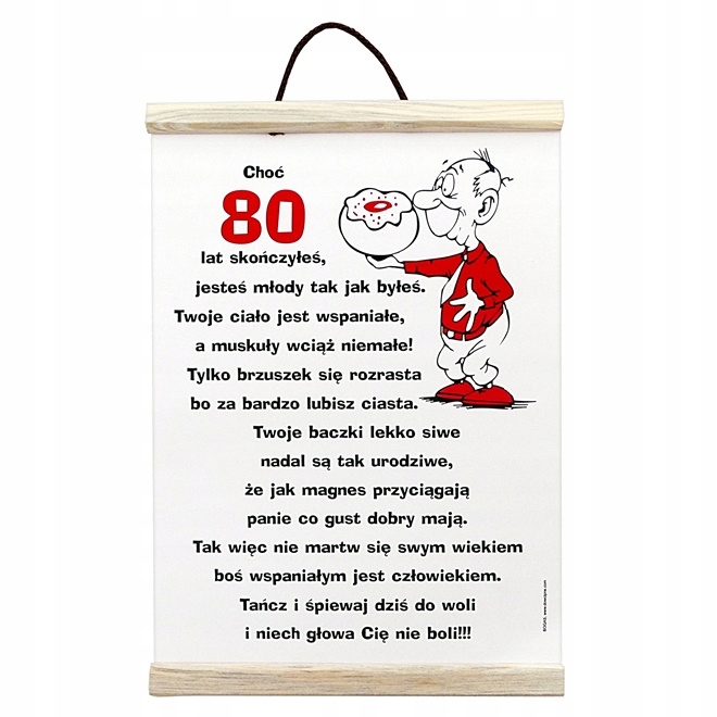 Zawieszka Dyplom na 80 Urodziny Dla Niego - 12899043699 - oficjalne archiwum Allegro