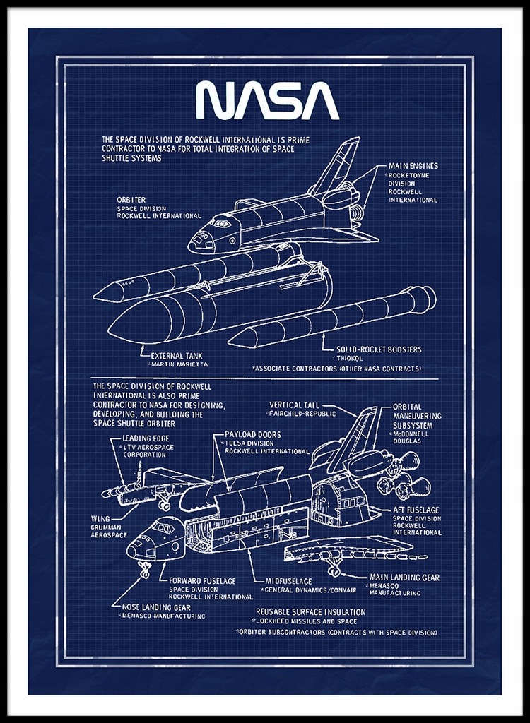Plakat A3 SCHEMAT NASA RAKIETA - 11857793378 - oficjalne archiwum Allegro