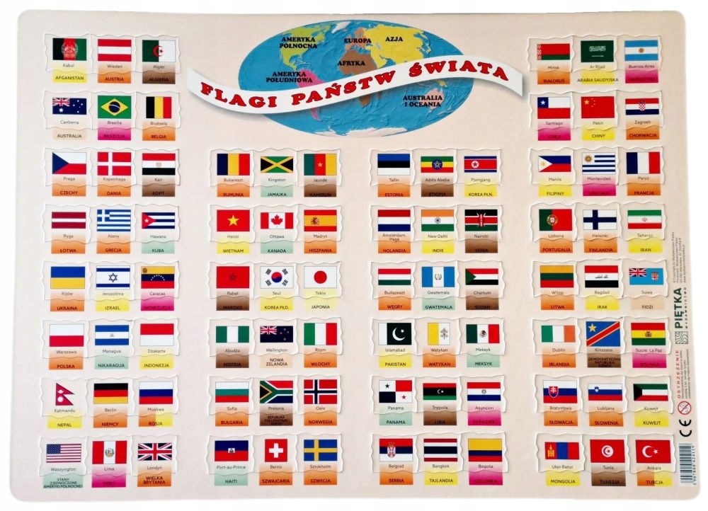 FLAGI PAŃSTW ŚWIATA PUZZLE RAMKOWE DLA DZIECI - 14554607158 - oficjalne ...