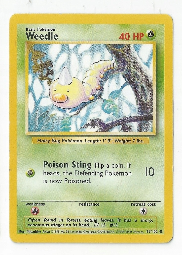 Karta Pokemon Weedle 1995 oryginał 69/102 - 12603906374 - oficjalne ...