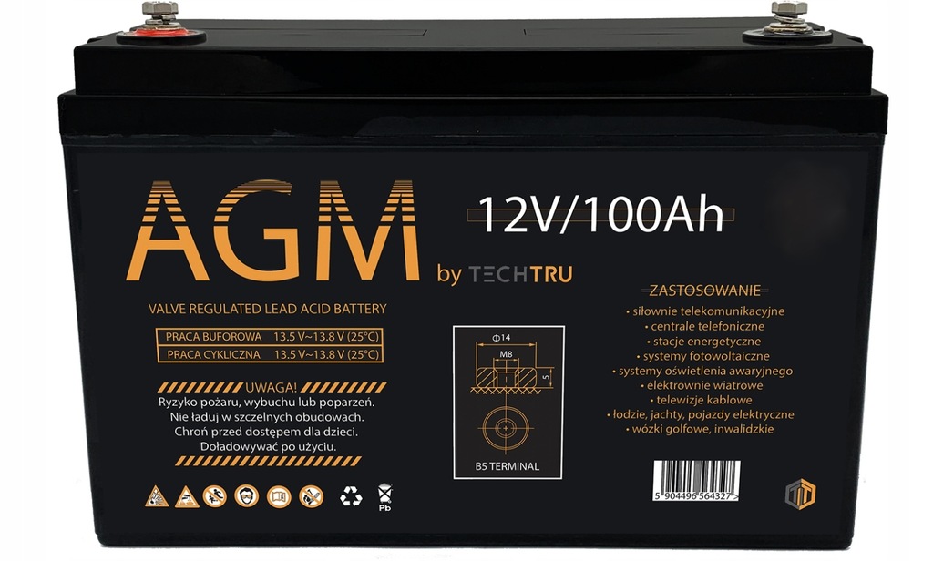 Akumulator Bezobsługowy AGM 12V 100Ah VRLA UPS Kamper Zasilanie Awaryjne - 15472054086 ...