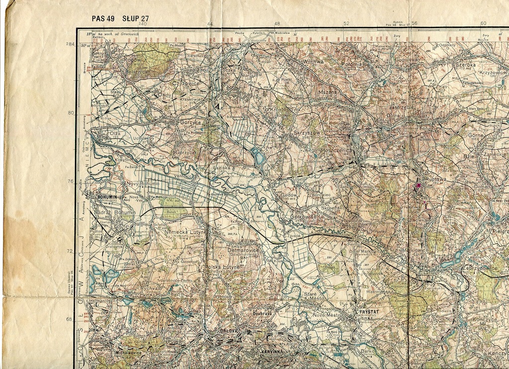 SKOCZÓW / ZAOLZIE -- mapa wojskowa WIG - 1934 - 13566526665 - oficjalne ...