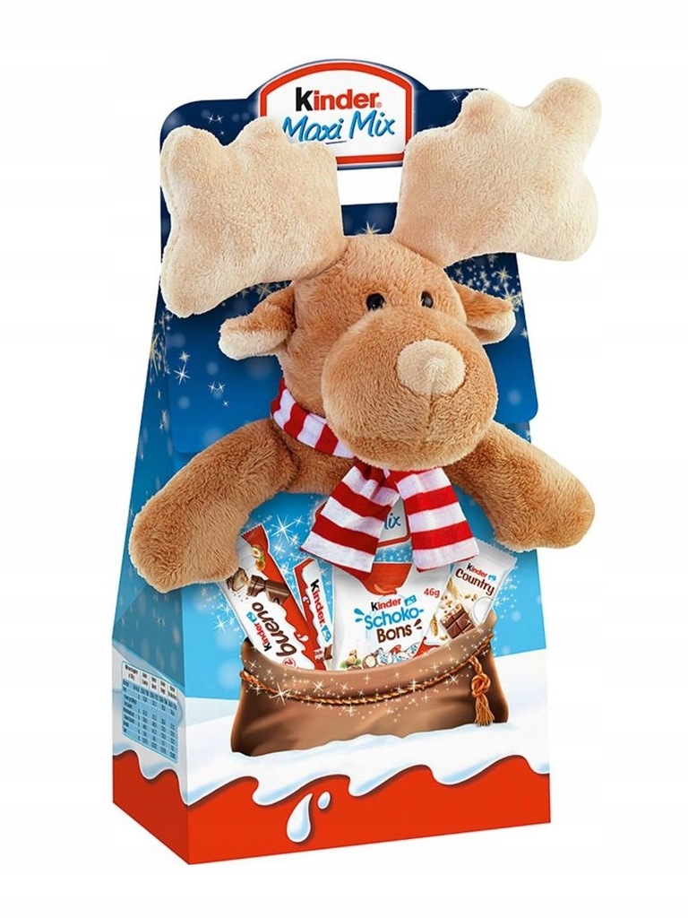 Kinder Maxi Mix Zestaw świąteczny czekoladki MASKOTKA ŁOŚ 133 g Z DE ...