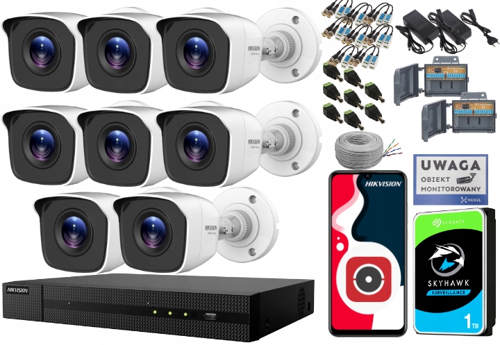 SYSTEM MONITORINGU 8 KAMER ZEWNĘTRZNYCH HIKVISION - 12458338806 ...