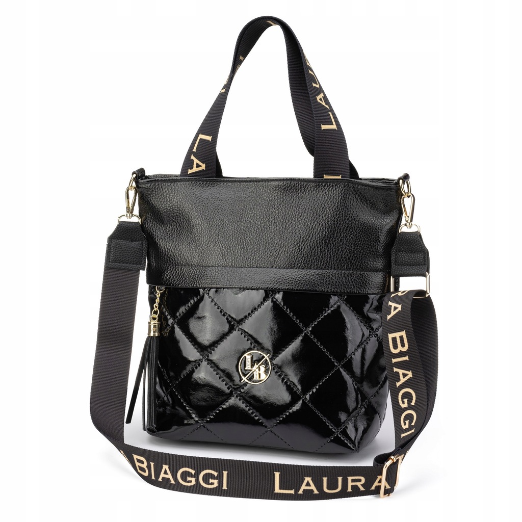 LAURA BIAGGI TOREBKA SHOPPER LISTONOSZKA CZARNA A4 PIKOWANA NA RAMIĘ - 14661753965 - oficjalne ...