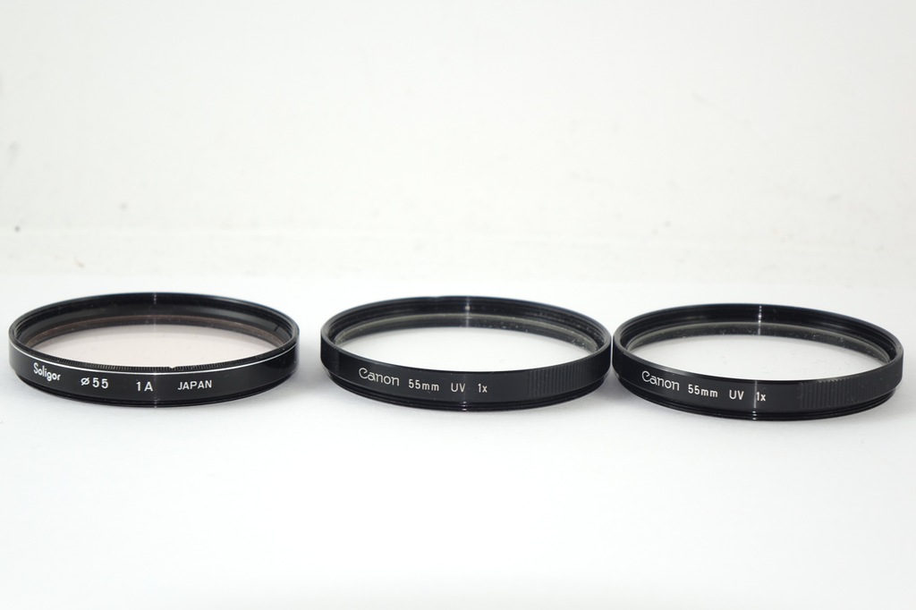 Zestaw 3 filtrów: Canon 55mm UV 1X,Canon 55mm UV 1X,Soligor 55mm SKY 1A ...