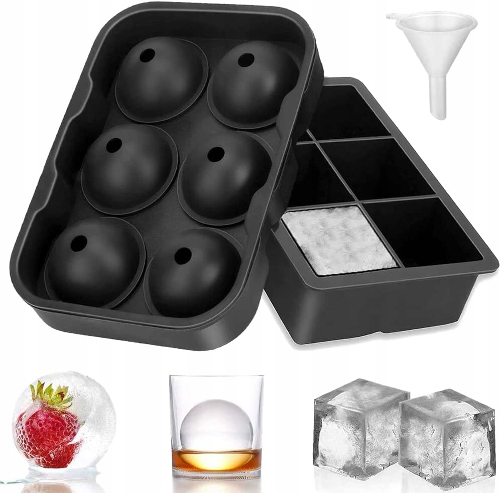 SILIKONOWA FORMA do lodu KOSTKI KULE XXL ZESTAW XL - 12460737487 ...