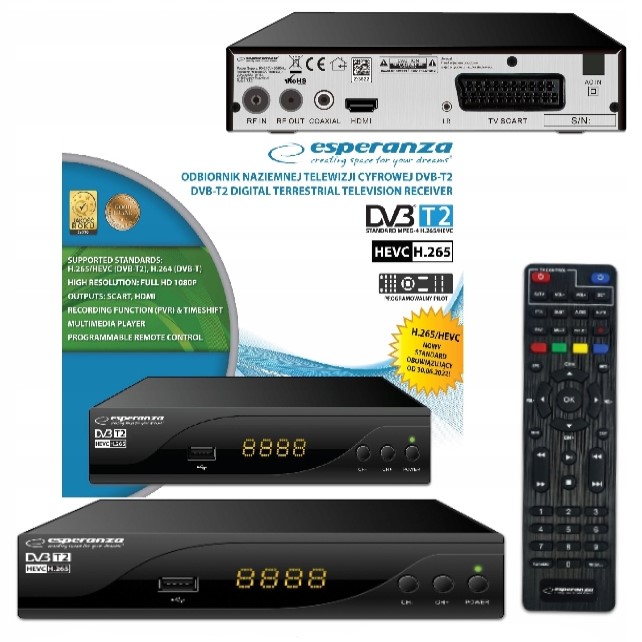 DEKODER TUNER TV NAZIEMNEJ DVB-T2 HEVC H.265 PILOT - 12234362856 - oficjalne archiwum Allegro