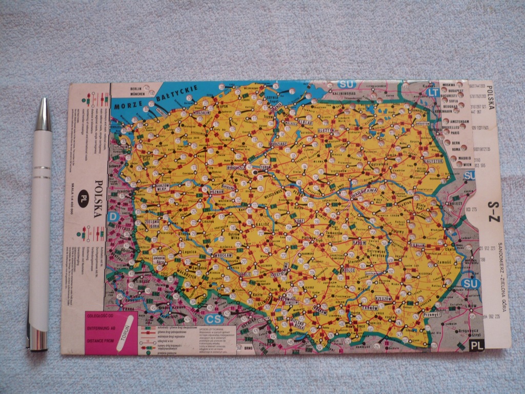 Samochodowa mapa Polski z odległościami miast - 10418598415 - oficjalne ...