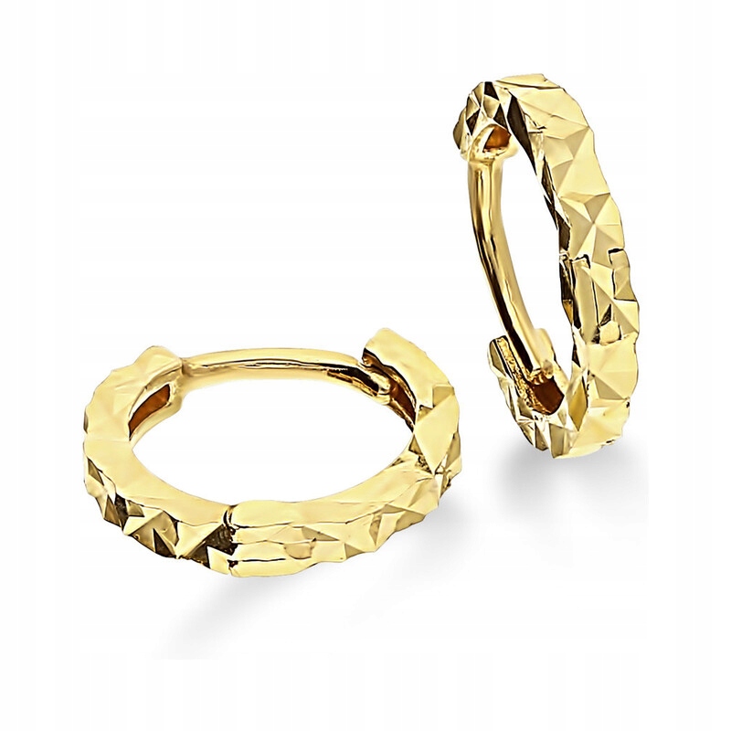 Kolczyki dziecięce złote kółka grawerowane 585 14K - 13719057828 - oficjalne archiwum Allegro