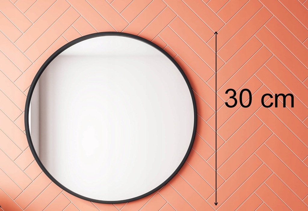 LUSTRO OKRĄGŁE GRUBA CZARNA STALOWA RAMA 30 cm - 9530559249 - oficjalne ...