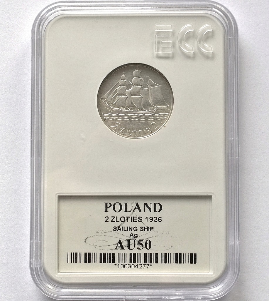 POLSKA 2 ZŁOTE 1936 ŻAGLOWIEC AU58 GCN - 15055698789 - oficjalne archiwum Allegro